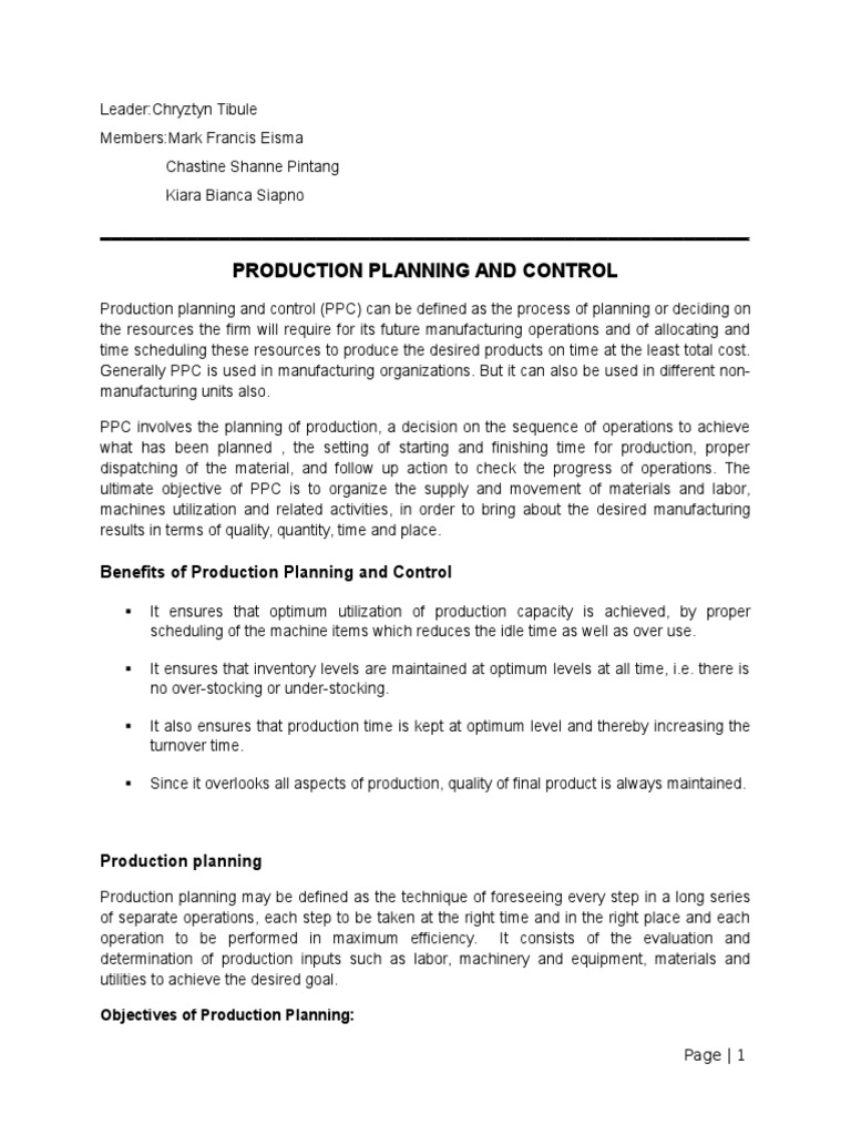 Production Planning and Control (Final) | PDF | Scheduling (Computing) | Inventory