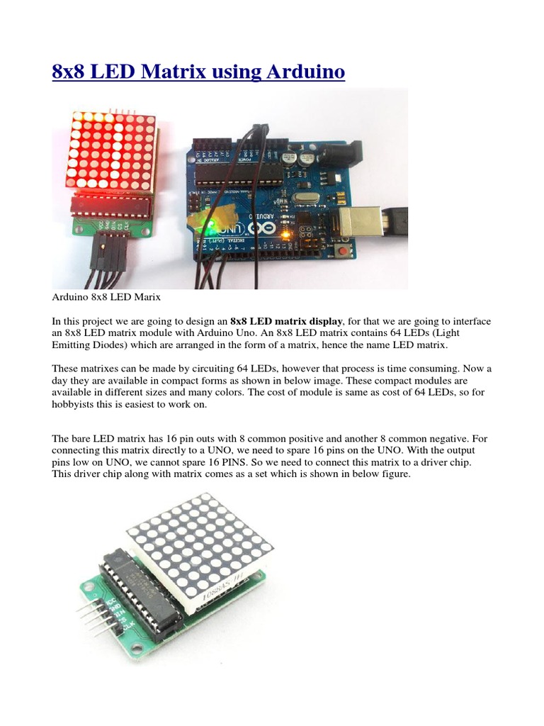 8x8 Led Matrix Using Arduino Pdf Arduino Light Emitting Diode