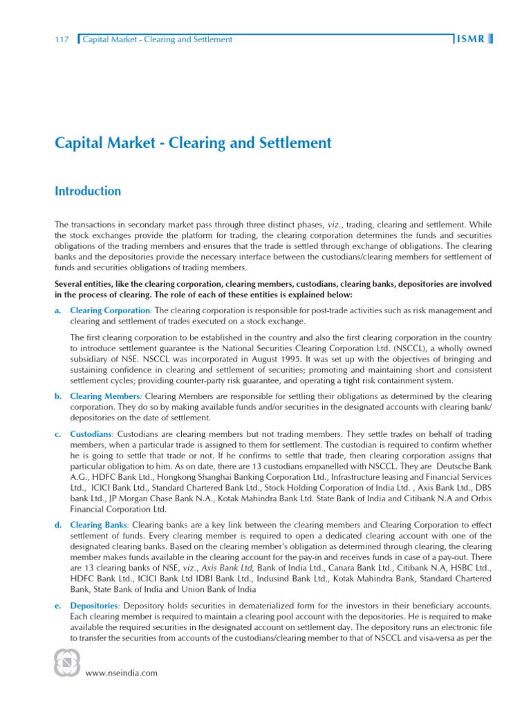 Key Terminology in Clearing and Sattelment Process NSE | PDF | Clearing ...
