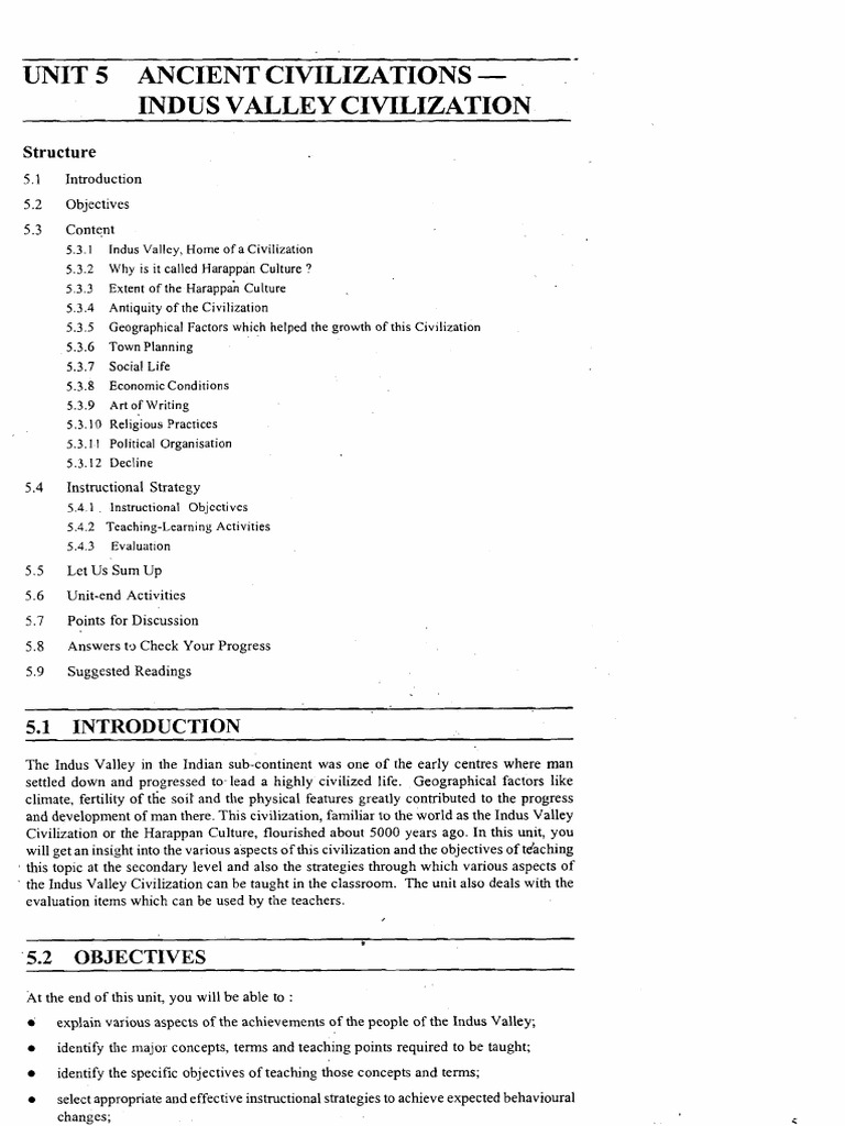 Unit 5 Ancient Civilizations Indus Valley Civilization: Structure | PDF
