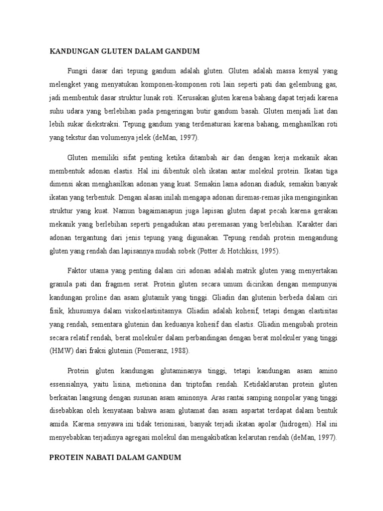 Struktur dan Fungsi Gluten dalam Gandum | PDF