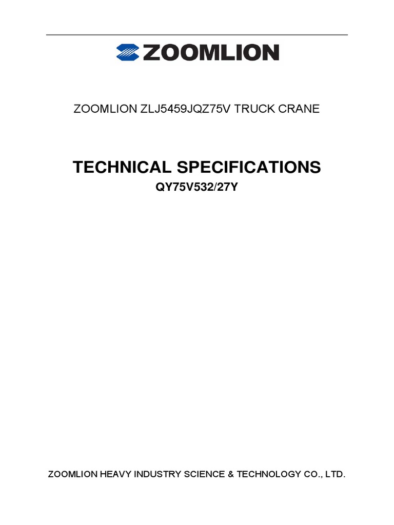 ZOOMLION 75T Load Chart.pdf | Crane (Machine) | Truck