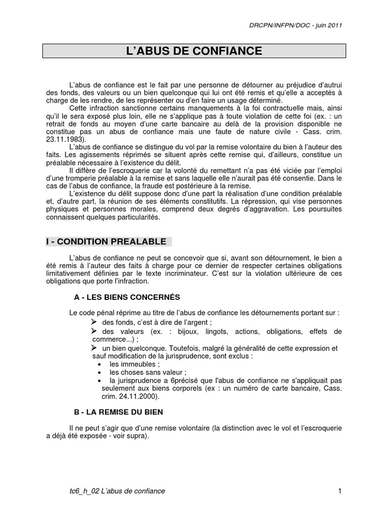 Abus de Confiance | PDF | Escroquerie | Institutions sociales