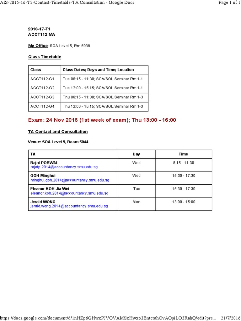 Timetable TA Consultation | PDF