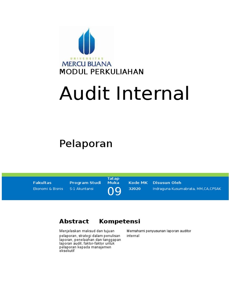 Modul Audit Internal - TM Ke 9 - Pelaporan | PDF
