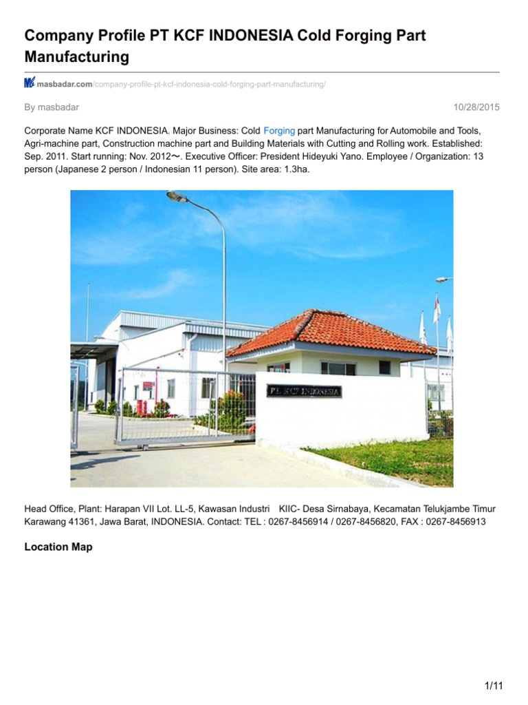 PT KCF Indonesia: Cold Forging Overview | PDF