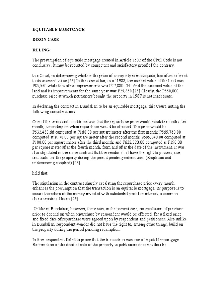 Equitable Mortgage | PDF | Mortgage Law | Parol Evidence Rule