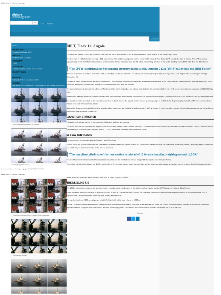 BBLT, Block 14 - Offshore Technology | PDF | Subsea (Technology ...