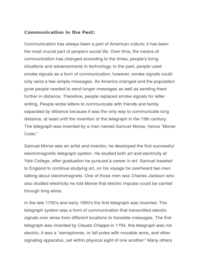 Communication in The Past | PDF | Telegraphy | Cable Television