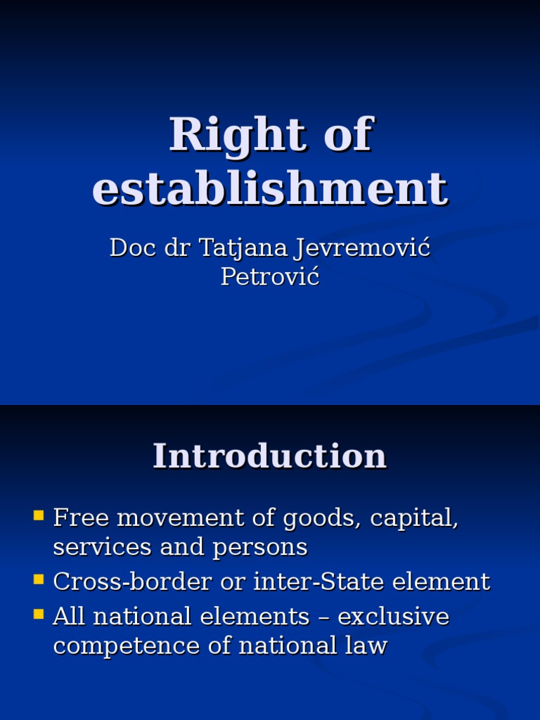 Right of Establishment in the Netherlands | PDF | Mergers And ...