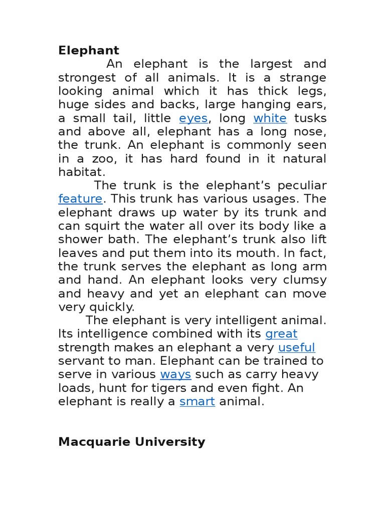 English Task 1 | PDF | Elephant