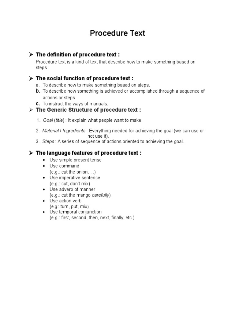 The Definition of Procedure Text | PDF