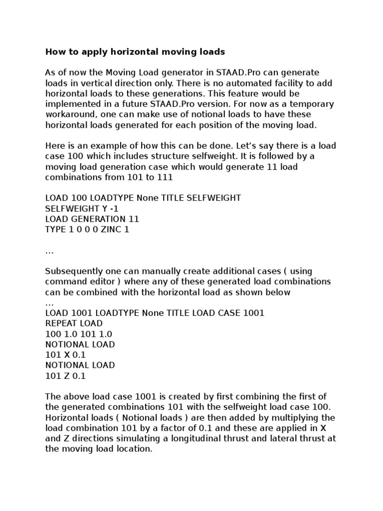 How To Apply Horizontal Moving Loads | PDF