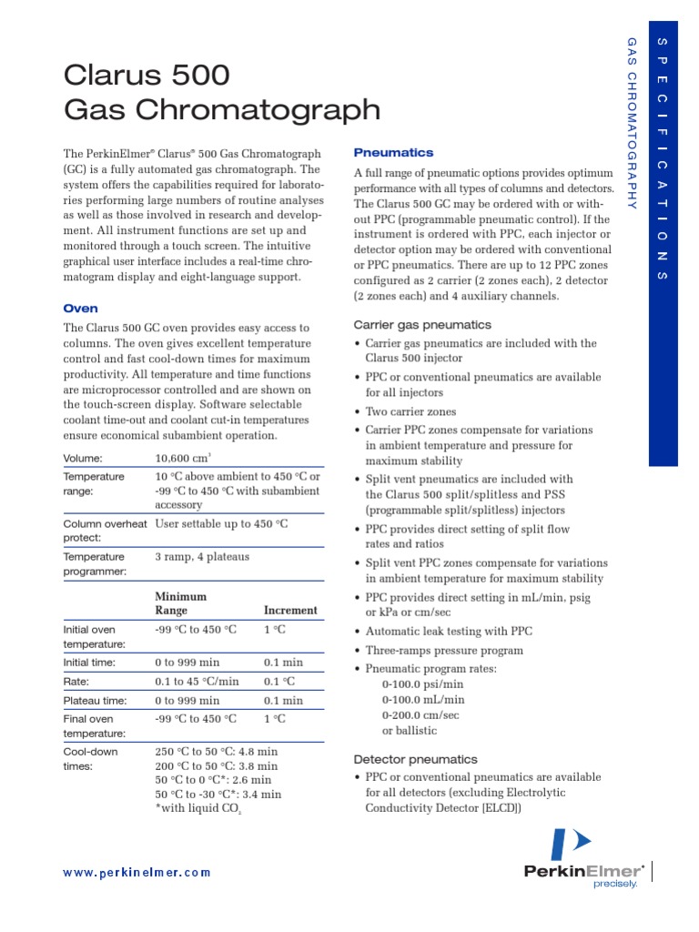 Clarus 500 Gas Chromatography PDF | PDF | Gas Chromatography ...