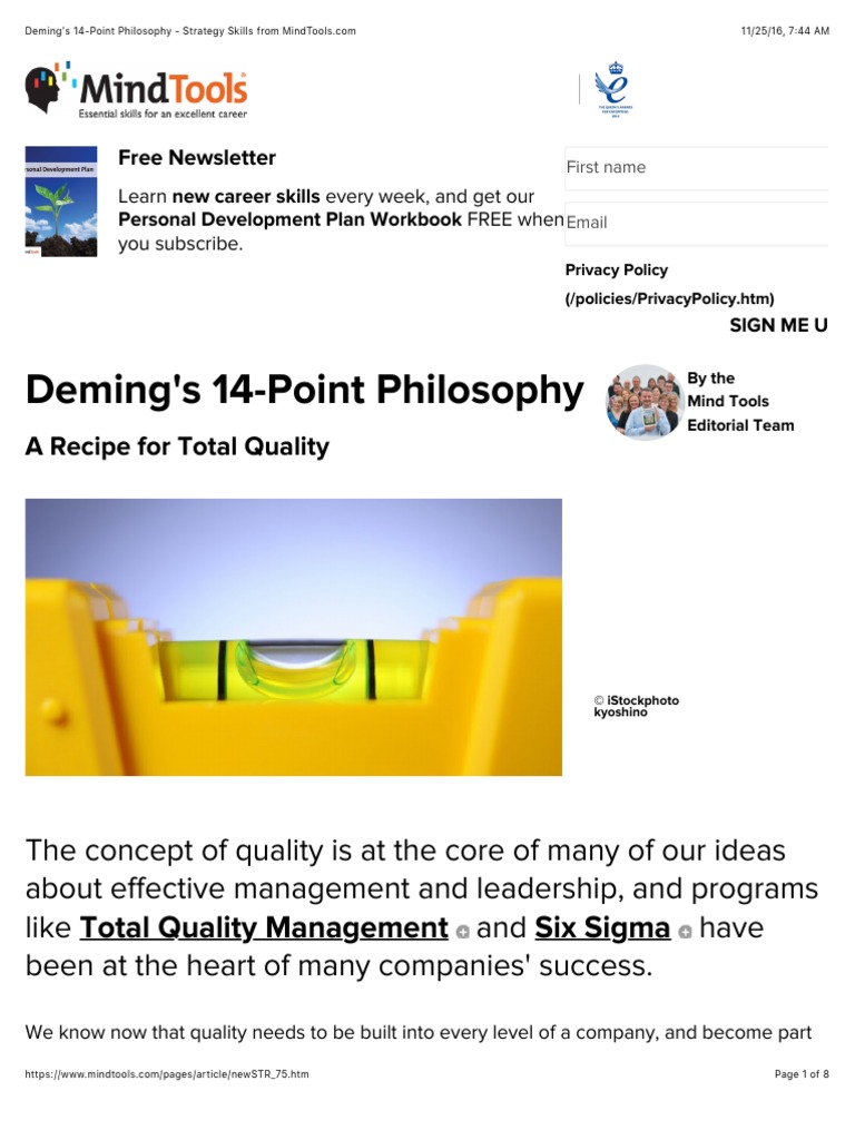 Deming's 14-Point Philosophy - Strategy Skills From | PDF | Strategic ...