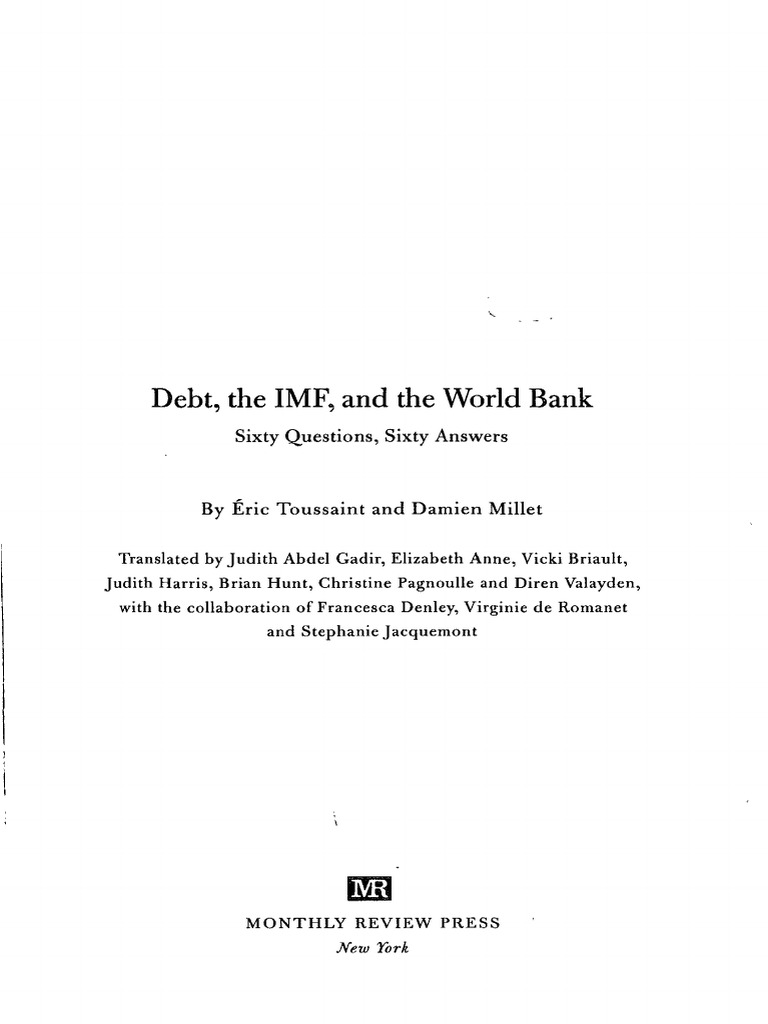 Debt, The IMF, and The World Bank: Sixty Questions, Sixty Answers | PDF ...