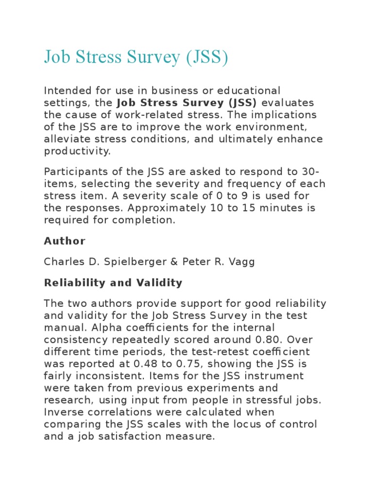 Job Stress Survey | PDF