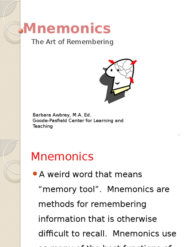 Mnemonics PowerPoint - PPTX (Repaired) | PDF | Mnemonic | Memory