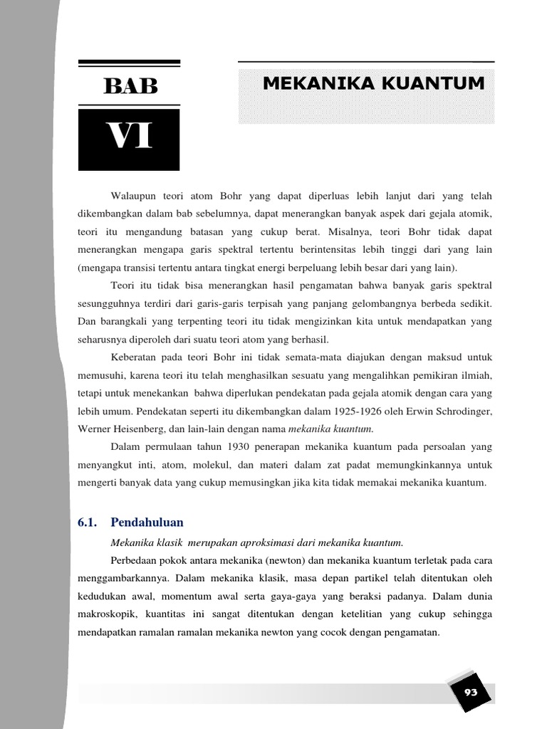 Bab Vi Mekanika Kuantum | PDF | Metode & Bahan Ajar | Sains & Matematika