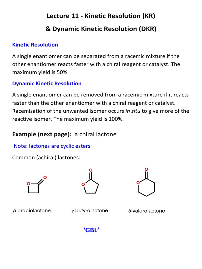 Lecture 11 - Dynamic Kinetic Resolution | PDF | Organic Chemistry ...