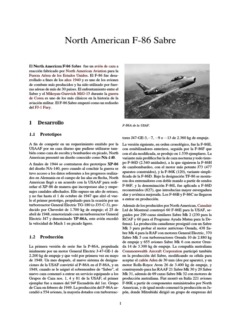 North American F-86 Sabre | PDF | Aeronave | Aeronáutica