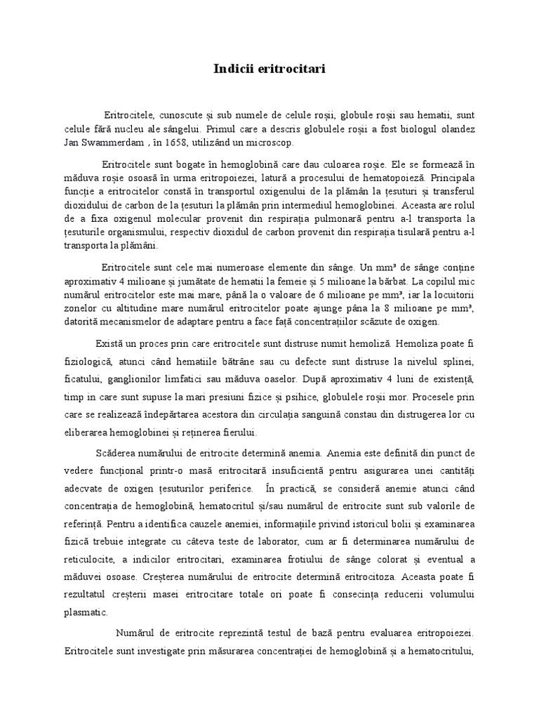 Indicii Eritrocitari | PDF