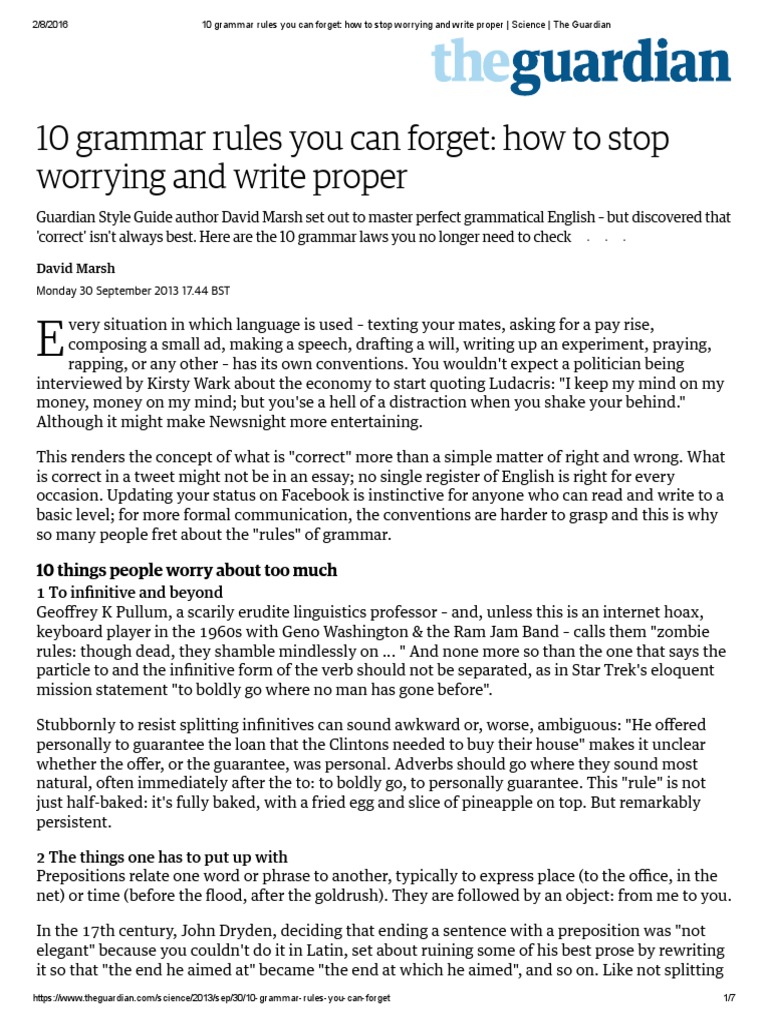 Forgetting Grammar Rules for Writing | PDF | Grammatical Number | Verb