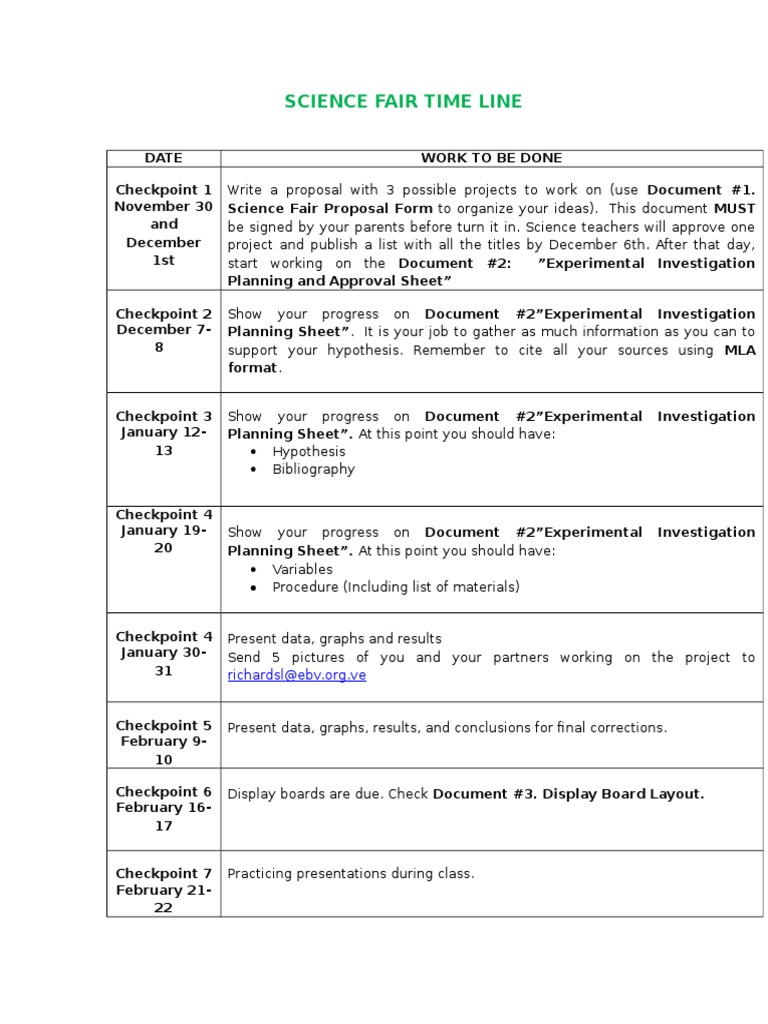 Science Fair Timeline 2017 | PDF