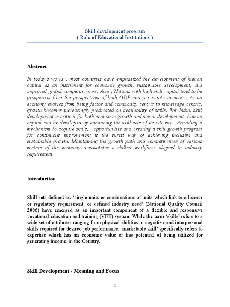 Skill Development Program | PDF | Vocational Education | Apprenticeship
