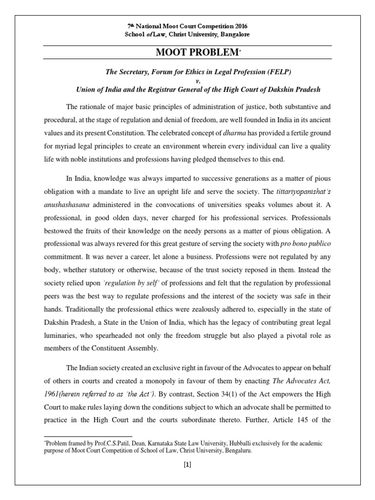 Moot Court Problem | PDF | Advocate | Profession