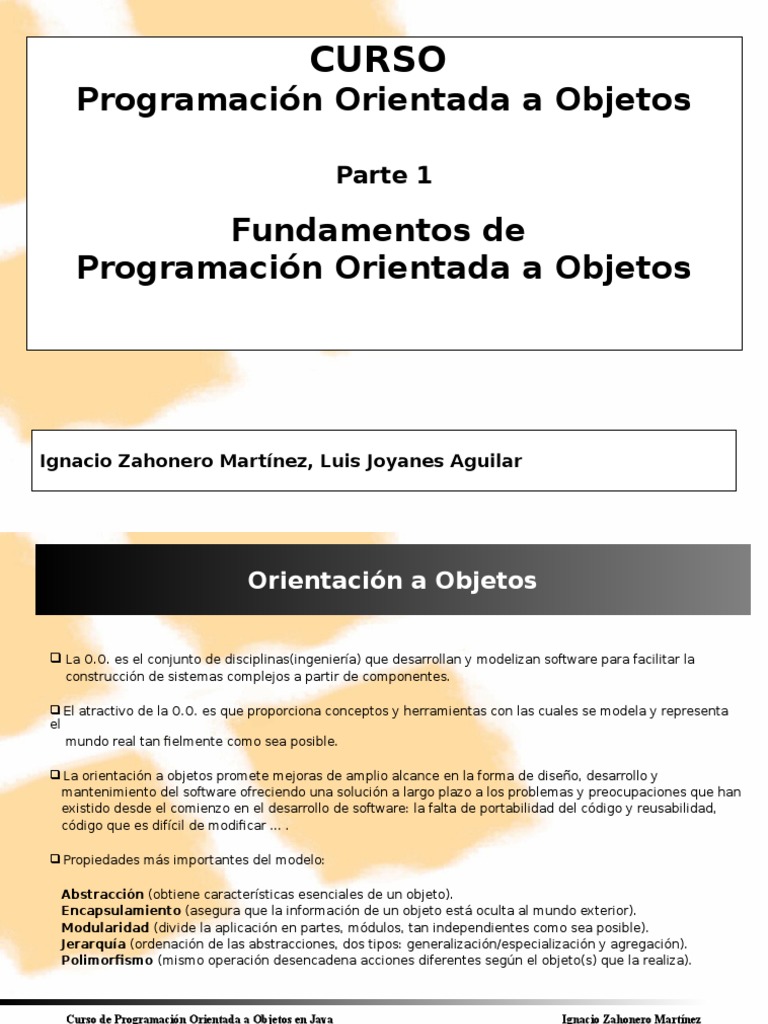Fundamentos de POO en Java | PDF | Objeto (informática) | Clase (Programación informática)