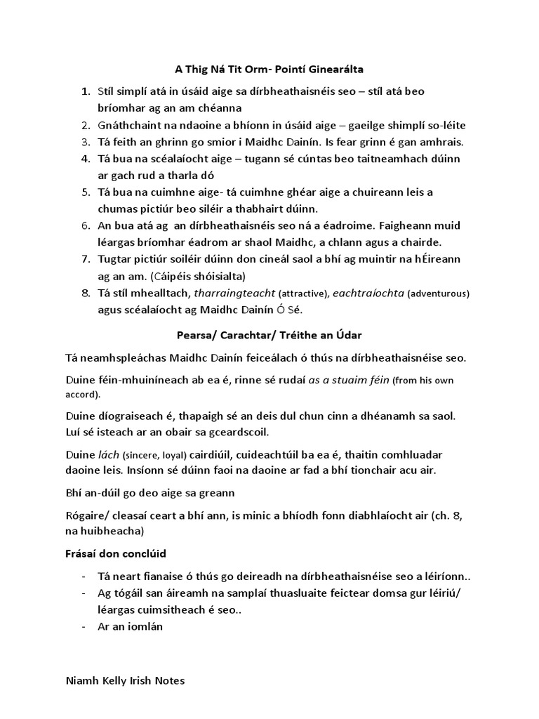 A Thig Ná Tit Orm Essays | PDF