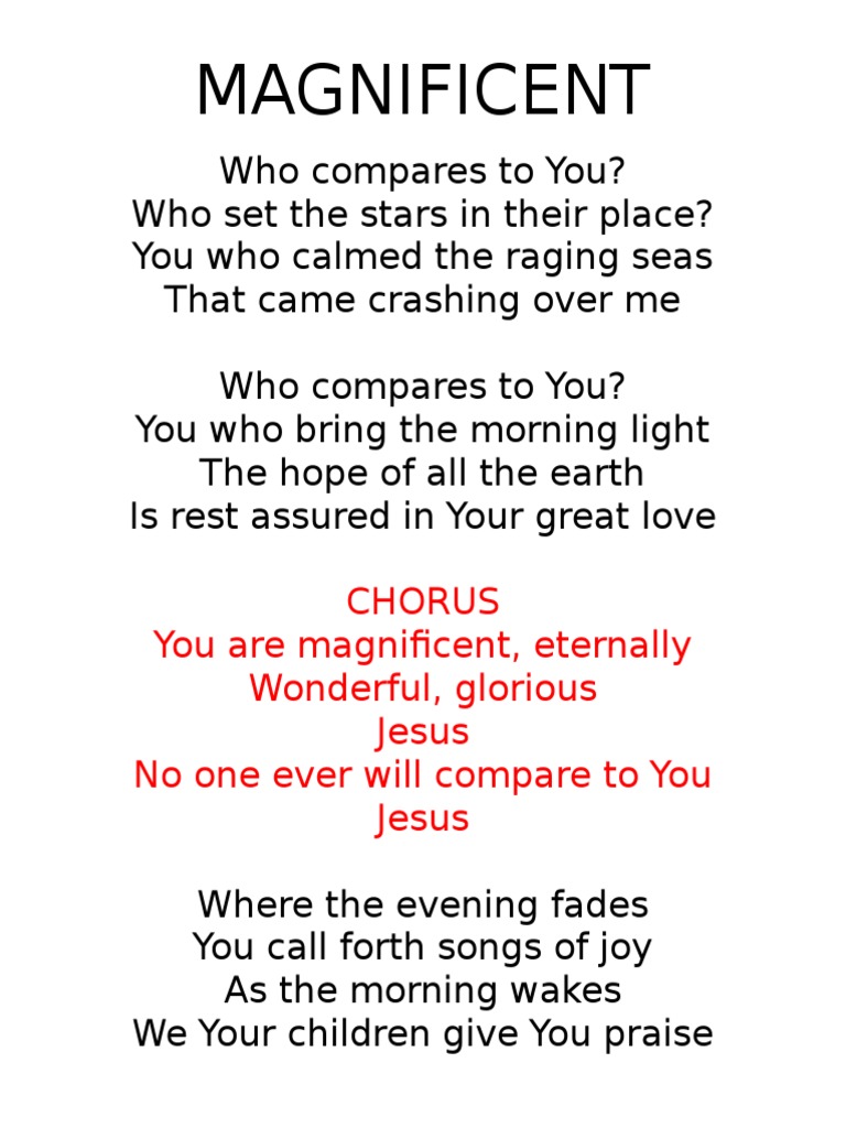 Magnificent: Chorus You Are Magnificent, Eternally Wonderful, Glorious ...