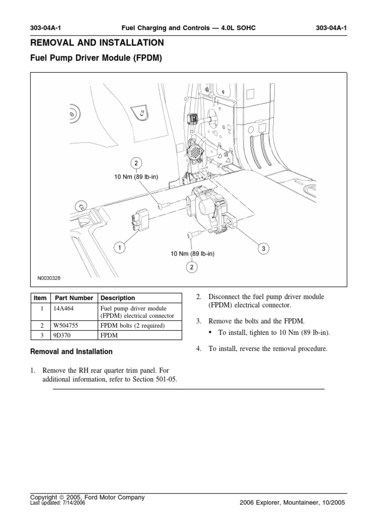 Fuel Pump Driver Module FPDM Removal and Installation PDF | PDF