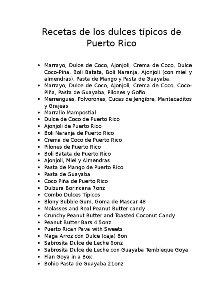 Dulces Tipicos Puerto Rico | PDF