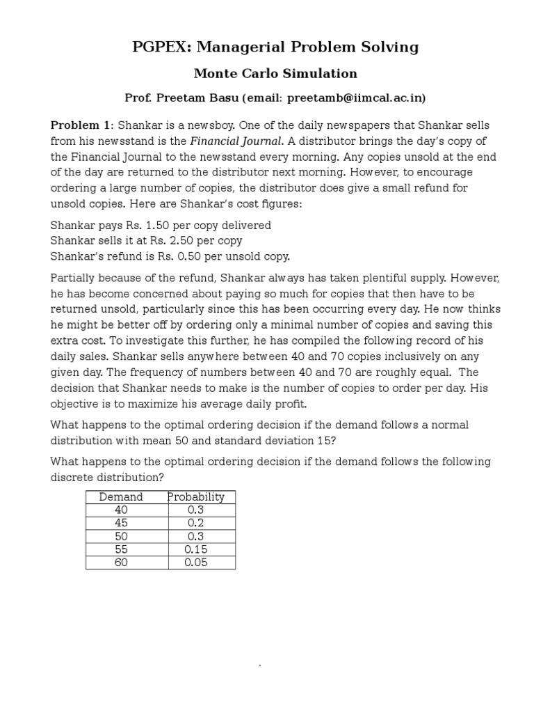 Simulation Probs Session1 | Download Free PDF | Insurance | Net Present ...