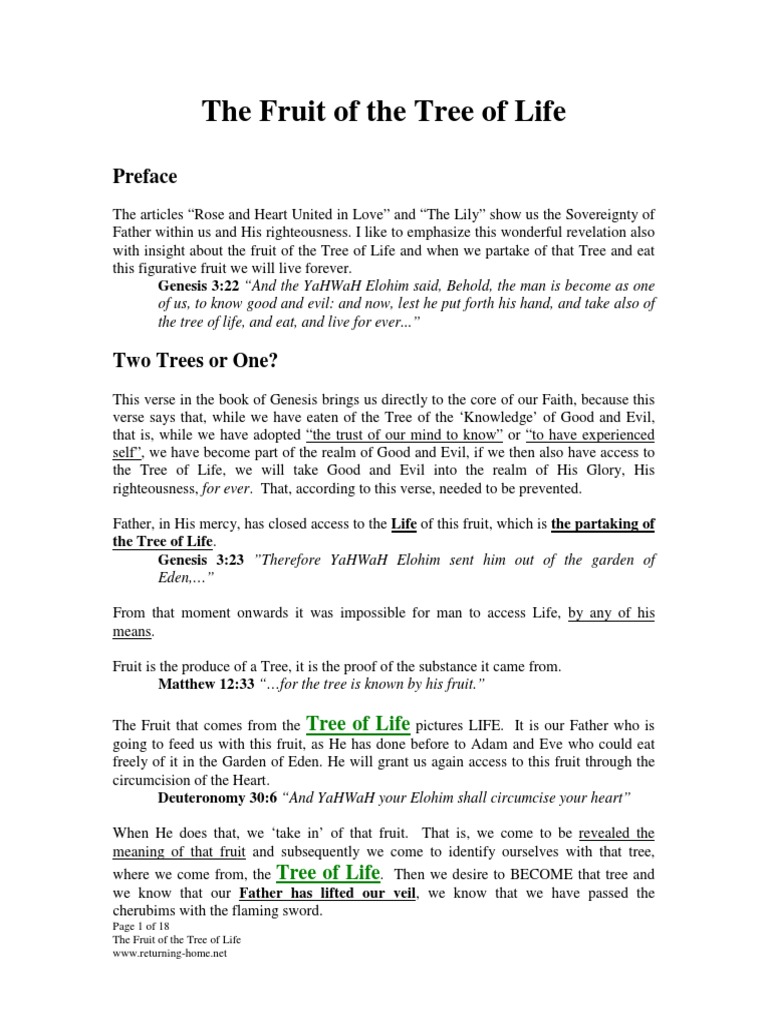 Fruits in The Tree of Life | PDF | Tree Of Life | Adam And Eve