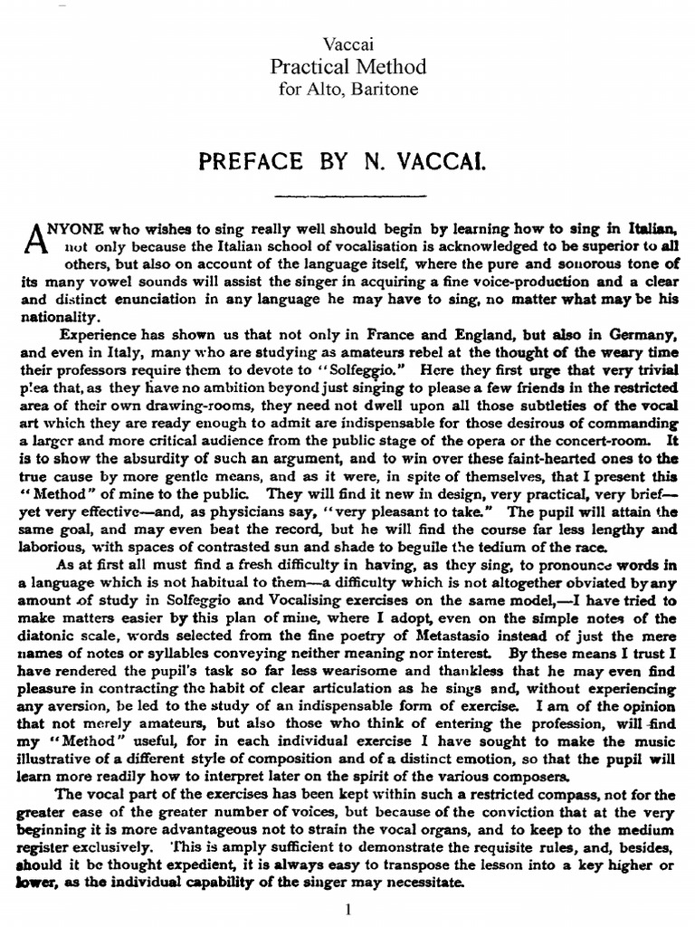 Vaccai Metodo Pratico Alto y Baritone PDF | PDF