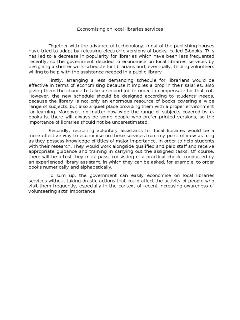 Economising On Local Libraries Services | PDF