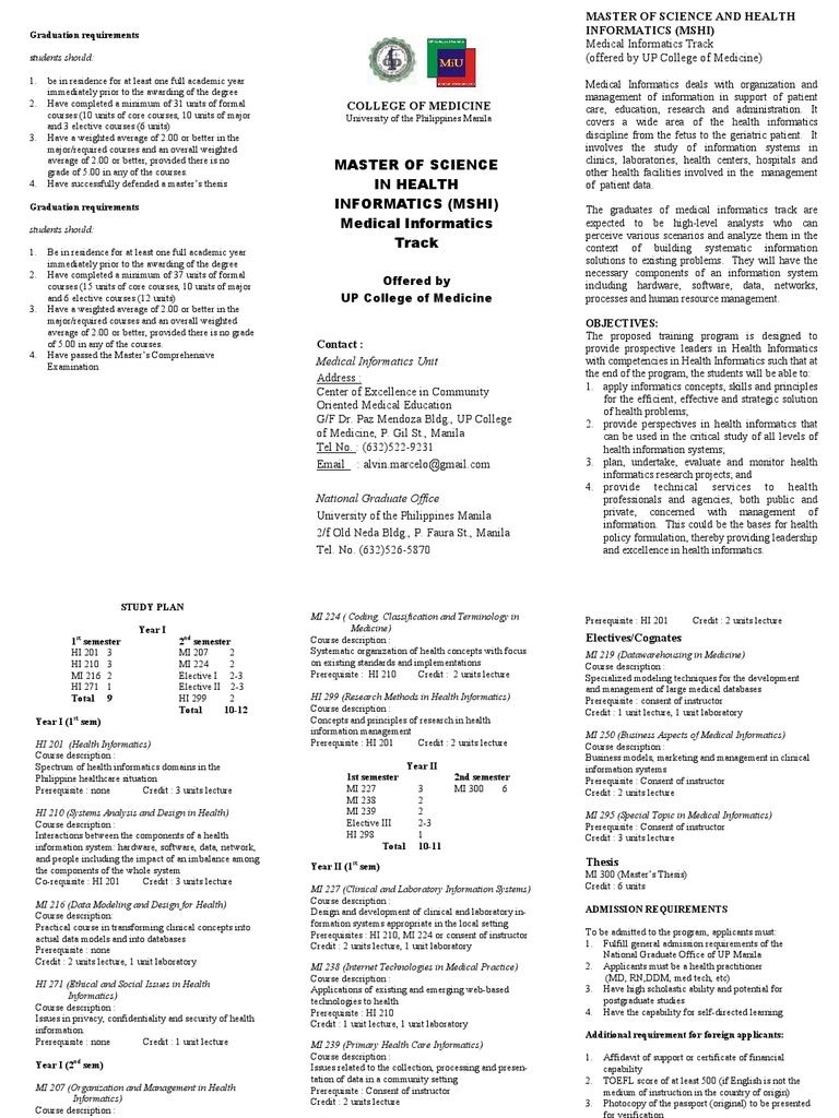 Master of Science in Health Informatics | PDF | Computers