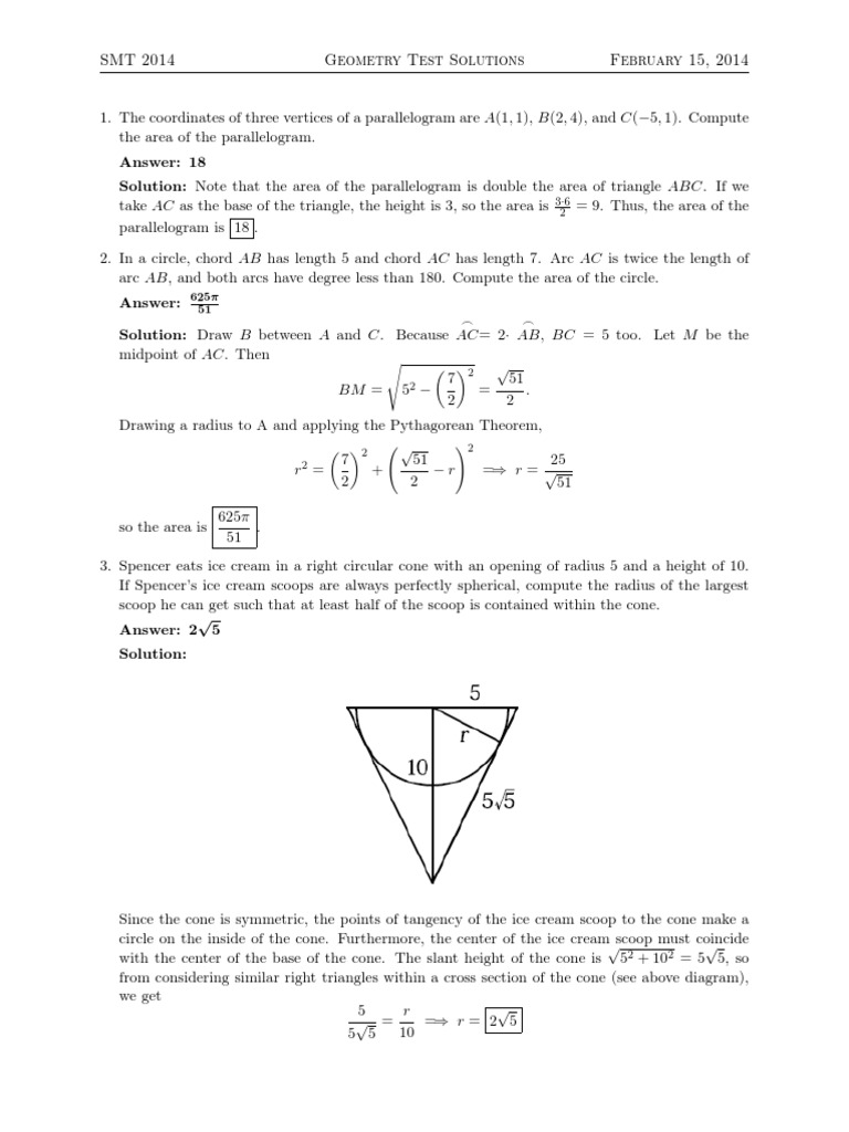Geometry Solutions PDF | PDF | Triangle | Circle