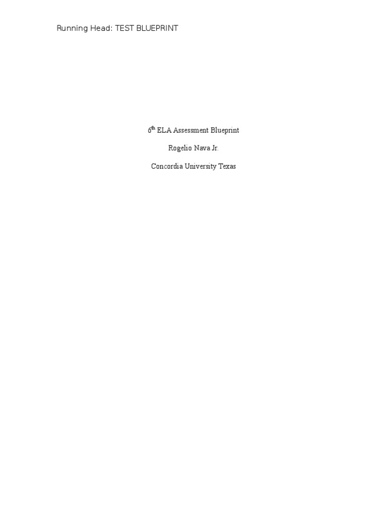 6th Grade ELA Assessment Blueprint | PDF | Wellness