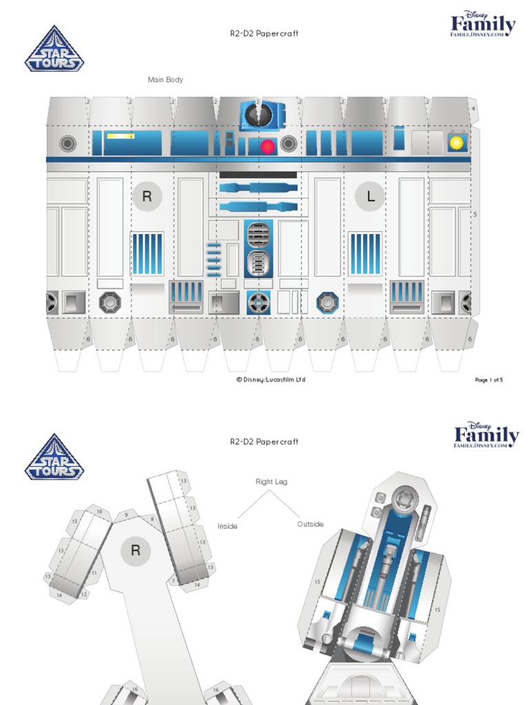 R2 D2 Papercraft Star Wars Star Tours Printable 0213 | Leisure