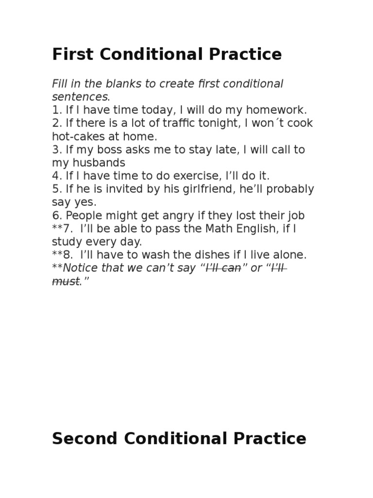 First Second Conditional Practice | PDF