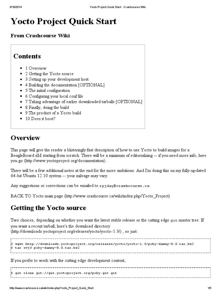 Yocto Project Quick Start | PDF | Booting | Utility Software Yocto Project Quick Start | PDF | Booting | Utility Software