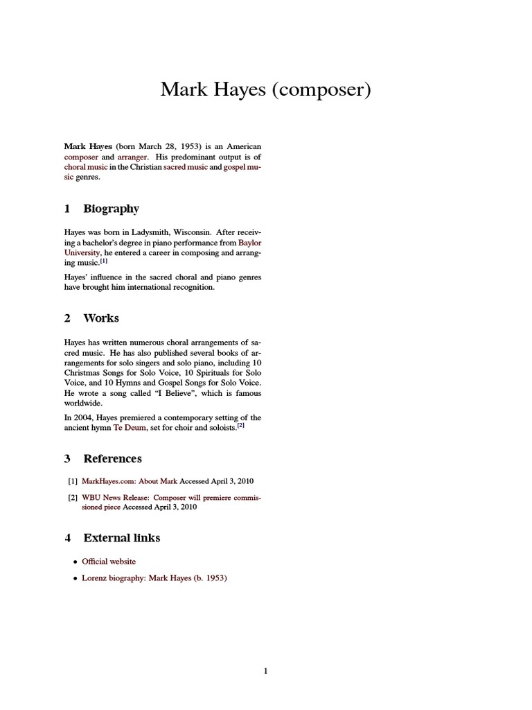 Mark Hayes (Composer) | PDF