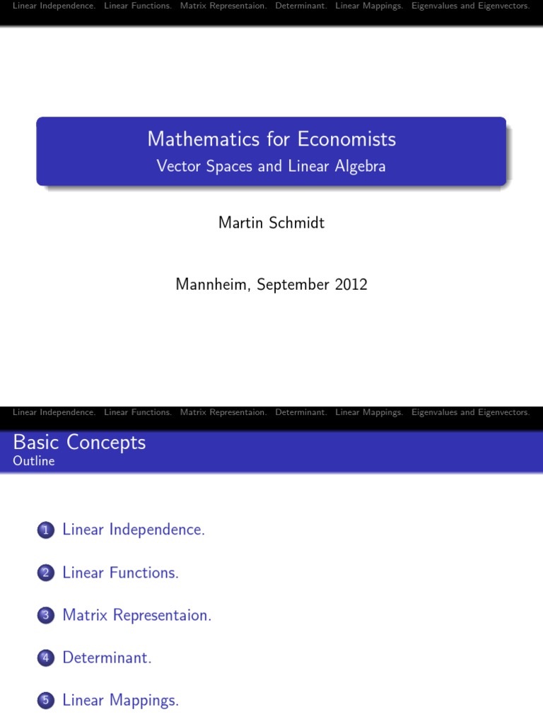 Mathematics For Economists Slides - 3 | PDF | Eigenvalues And ...