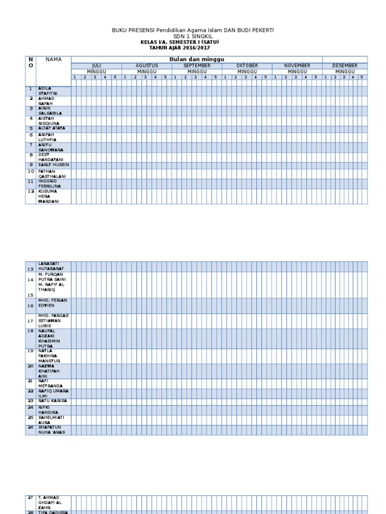 Buku Presensi Siswa | PDF