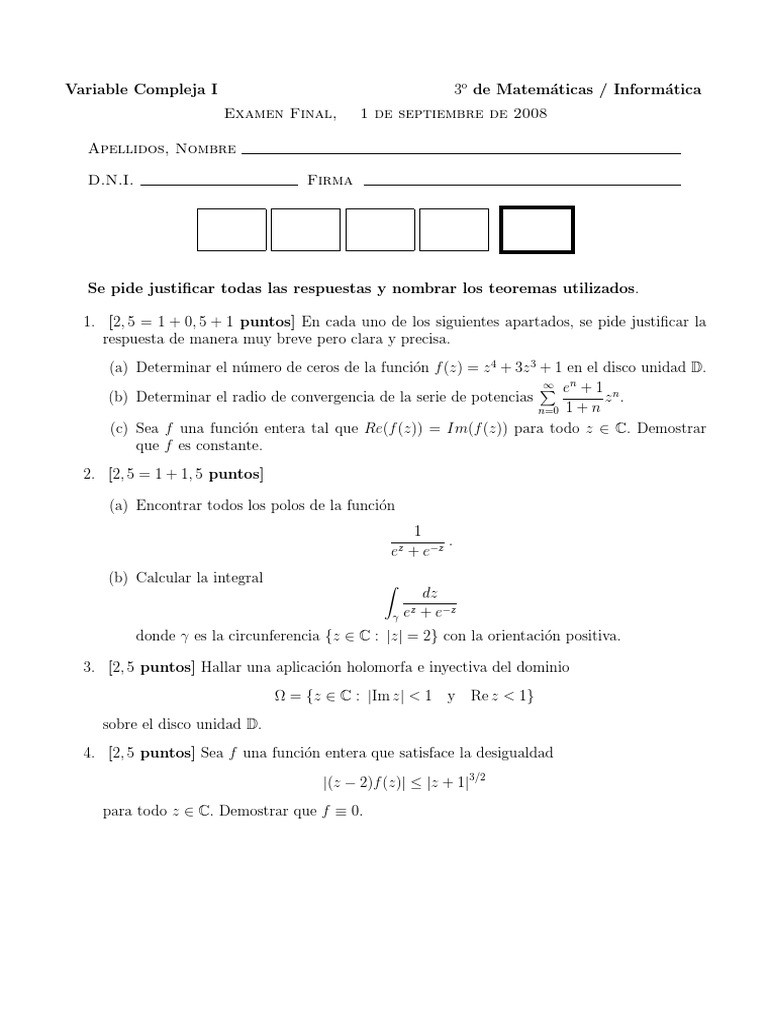 Variable Compleja Examen | PDF