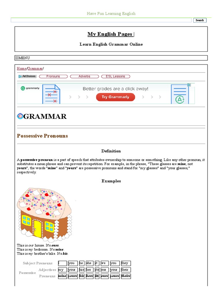 Grammar: My English Pages | PDF